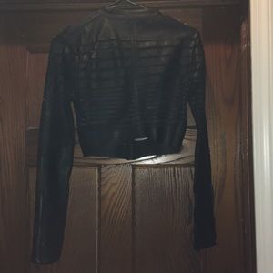 Jackets & Coats | Crop Faux Leather And Sheer Accent Jacket | Poshmark